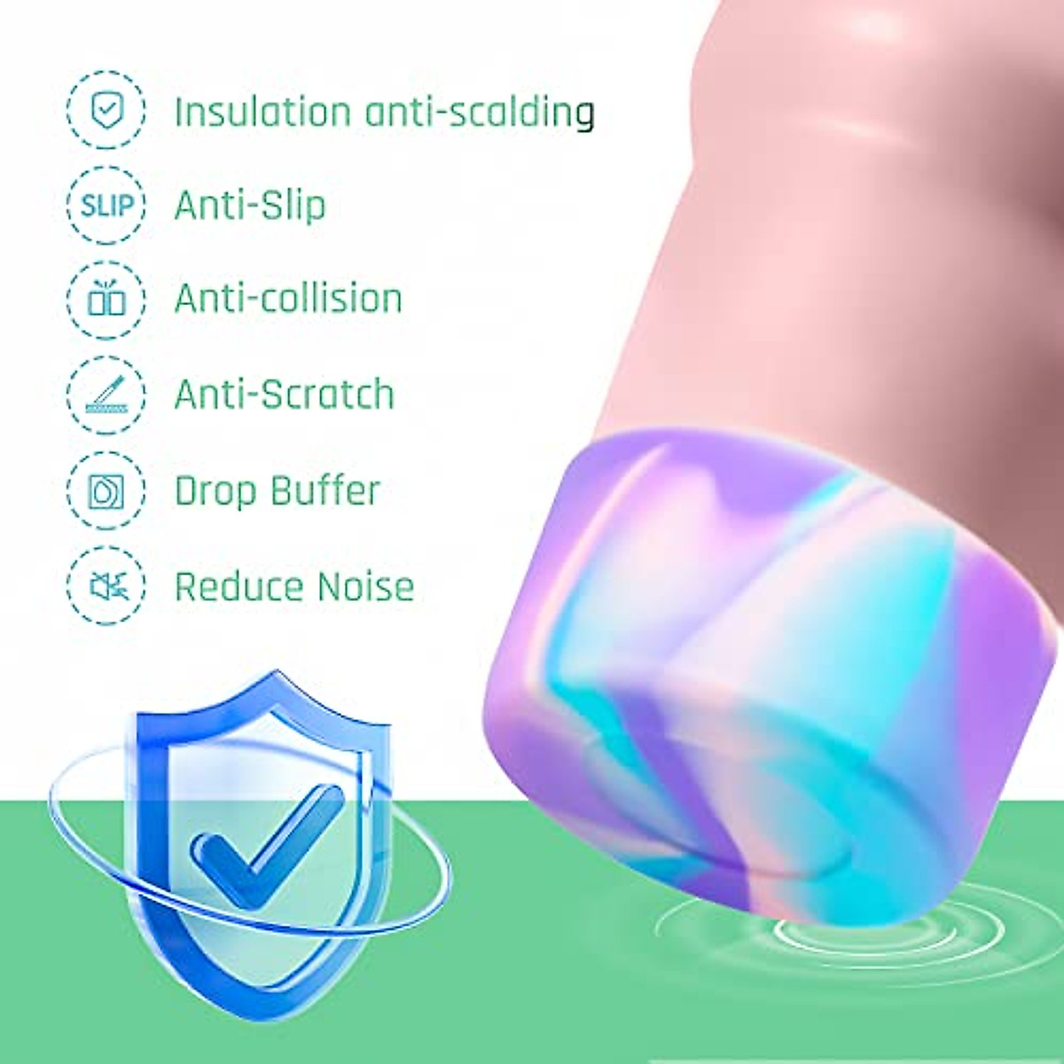 2 Pcs Protective Silicone Boot Compatible for Stanley Quencher Adventure 40oz Tumbler & Stanley IceFlow 20oz 30oz,Hydrapex 40oz,Anti-Slip BPA Free Bottle Bottom Sleeve Cover (clear and three-color)