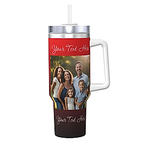 Mount Hour Custom Personalized Photos Stainless Steel Ice Bully Cup with Handle Lid Straw 40 OZ, Design Logo Text Name Travel Coffee Cup, Funny Presents for Birthday