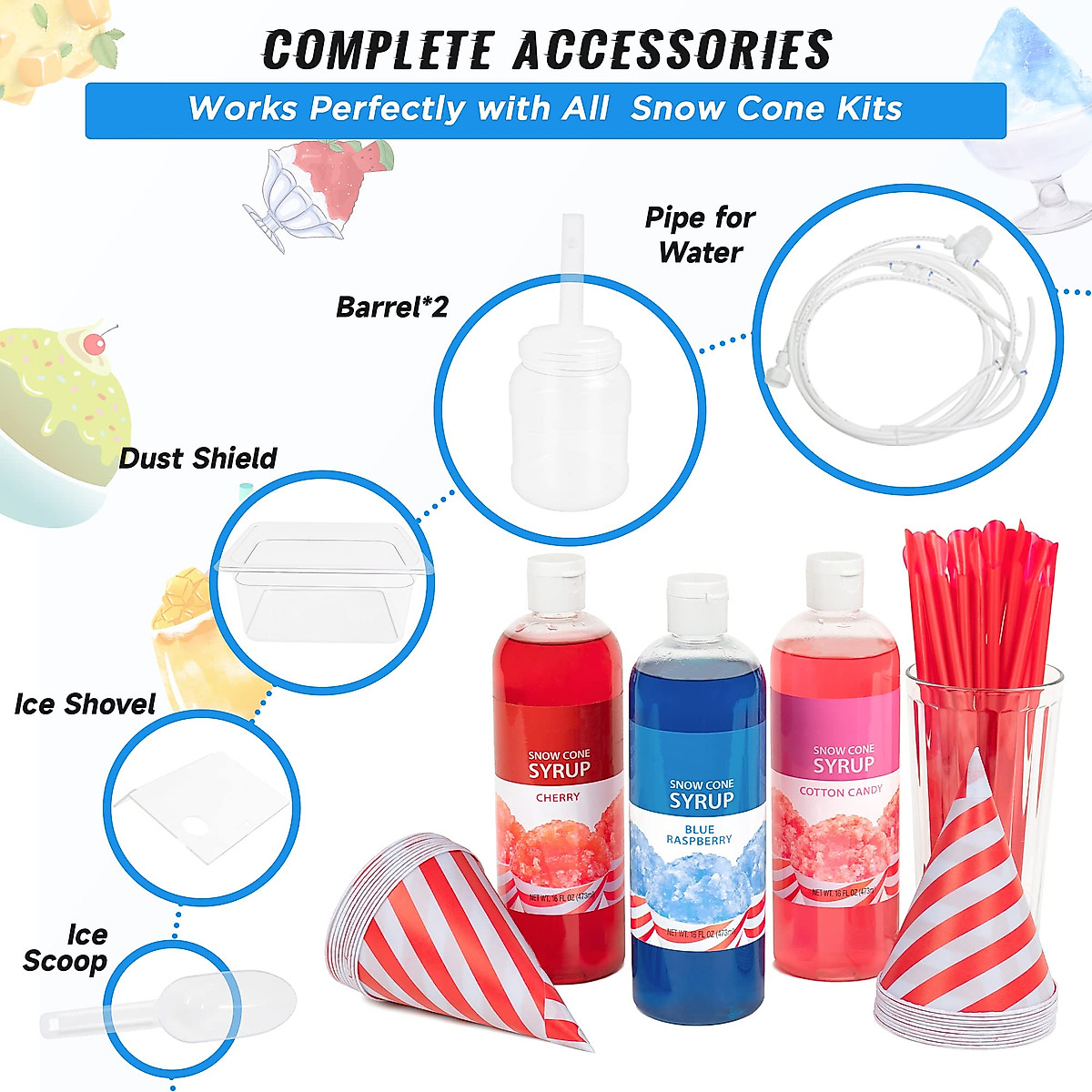 Snow Ice Machine Automatic Electric Ice Crusher and Ice Shaved Machine,1200W Water Cooled Countertop Snow Cone Slushie Maker With Stainless Steel Blade, Snowflake Machine For Commercial Use-485LBS/Day