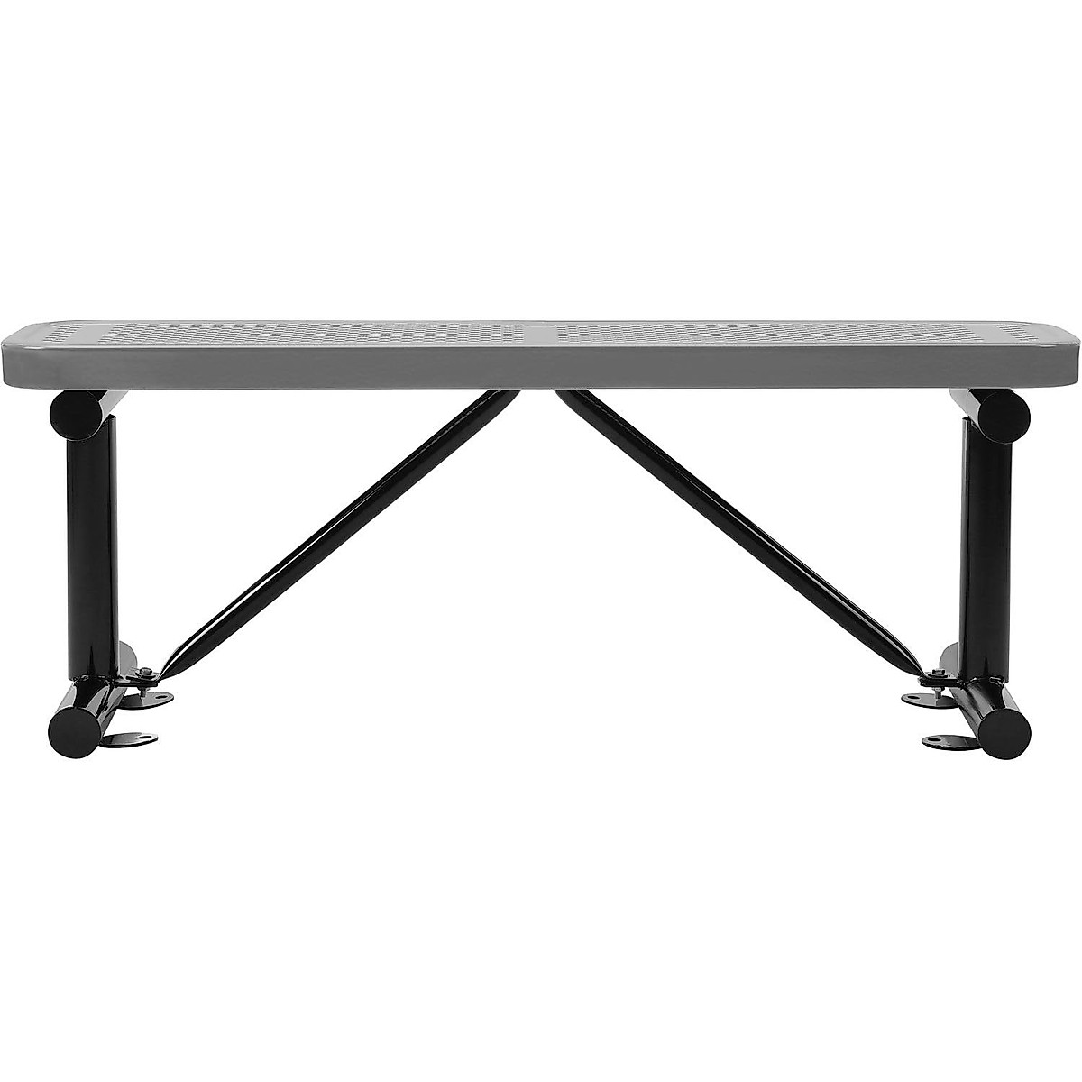 Global Industrial 48" L Outdoor Steel Flat Bench, Perforated Metal, Gray