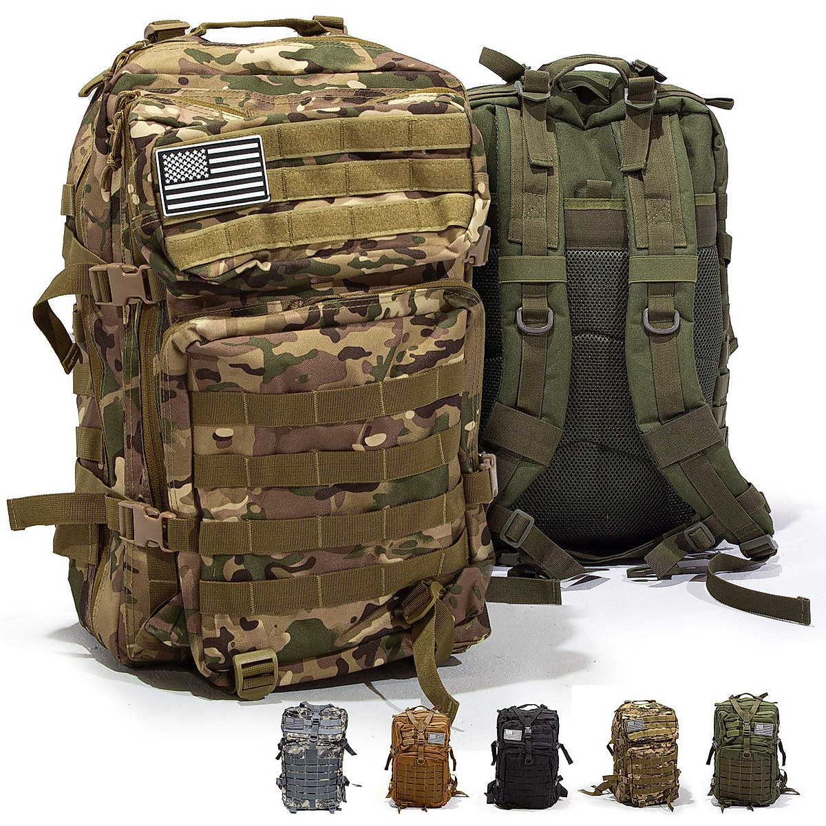 Sirius Survival 50L Expeditionary Tactical Backpack - Large Molle Bag (Black)