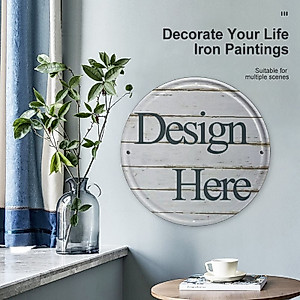 PPFINE Custom Round Metal Tin Sign Rustic Wall Decor Round Wreath Sign, for Home Garden Kitchen Bar Cafe Wall Decor,Gift Ideas