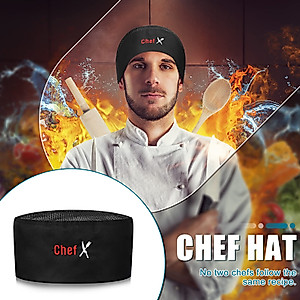6 Pieces Unisex Chef Hats Mesh Top Kitchen Cooking Caps Breathable Cook Hats for Men Women Skull Fabric Chef Cap Elastic Food Kitchen Beanie Black
