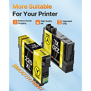 E-Z Ink (TM Remanufactured Ink Cartridge Replacement for Epson 220 XL 220XL T220XL to use with WF-2760 WF-2750 WF-2630 WF-2650 WF-2660 XP-320 XP-420 XP-424 (2 Cyan, 2 Magenta, 2 Yellow, 6 Pack)