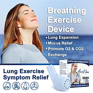 Mucus Clearance and Lung Expansion Device, Flutter Valve Mucus Removal Device, Lung Exerciser Device for Lung Strengthener, Breathing Exercise Device for Lungs (Light Blue)