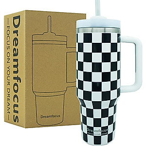 Dreamfocus 40 oz Purple Tumbler with Handle Straw and Lid Insulated Stainless Steel Water Bottle Cup Travel Coffee Mug