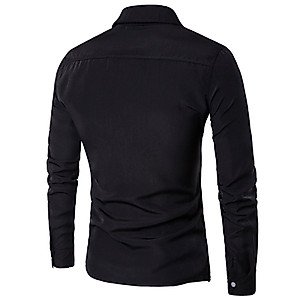 Men's Long Sleeve Prom Dress Shirts Classic Button Down Shirts Slim Fit Business Party Shirt Tops (Black,XX-Large)