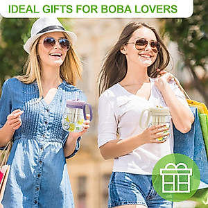 BYMIOYA 30 oz Glass Tumbler - Festive Gift for Christmas & Valentine's Day - Reusable Boba Cup with Tea Infuser, Lid, Straw, Handle. Ideal for Smoothies, Leak-Proof Mason Jar with Food-Grade Silicone