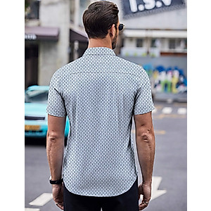COOFANDY Men's Short Sleeve Dress Shirts Wrinkle Free Polka Dot Print Shirt Casual Button Down Shirts with Pocket