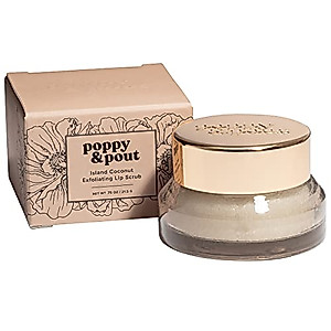 Poppy & Pout 100% Natural Lip Scrub, Exfoliating Lip Treatment, In Hand-filled Sustainable Glass Jars, Cruelty Free (Island Coconut)