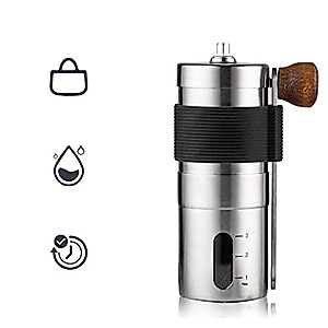 Adjustable Stainless Steel Manual Coffee Grinder, Portable Conical Burr Grinder for Home, Office, and Camping