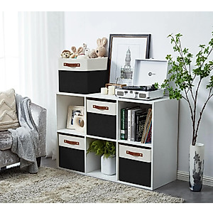 DECOMOMO Fabric Storage Bins, 13x13x13 Storage Cube Bins, Baskets for Shelves (Black and White, 4pcs)