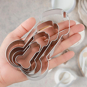 Prasacco 4 Pieces Stainless Steel Cookie Cutter Set, Funny Cookie Cutters, Creative Cookie Cutters, Biscuits Molds Metal Molds DIY Cookie Baking Molds for DIY Snacks, Cocktail Party Supplies