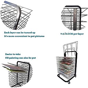 Ewatchaccessories Art Drying Rack, Solid Mobile Art Drying Rack with Wire Shelves for Works of Art Classrooms Studios and Home Use, Black Powder Coated Finish.Drying & Print Racks (Size : 20-Layer)