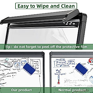 Mobile Whiteboard, Magnetic Dry Erase Board with Stand 40x28 inch, Height Adjustable Flipchart Easel Movable Rolling Stand White Board on Wheels with Dry Erase Markers, Magnets, Eraser (Black)