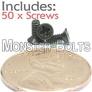MonsterBolts - M2 x 5mm Phillips Flat Head, DIN 965, Alloy Steel, Black Oxide, 50 Pack