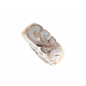 Arthur's Jewelry 925 Sterling silver Hawaiian queen scroll pink rose gold plated 2 tone cut out edge ring size 5.5