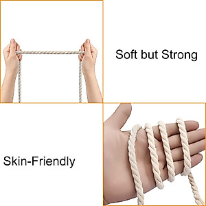 Hdviai Macrame Cord - Natural Unbleached Macrame Rope - 4 Strand Twisted Cotton Rope for Wall Hanging，DIY Craft Making，Plant Hangers，Knotting Decorative Projects (8mm x 20 Yards, White)