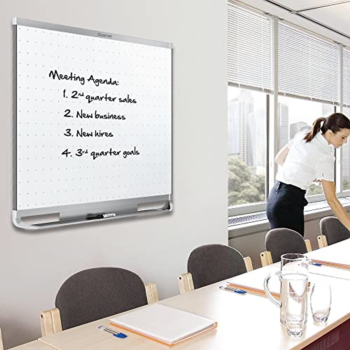 Quartet Magnetic Whiteboard, White Board, Dry Erase Board, 8' x 4', Silver Aluminum Frame, Prestige 2 Total Erase (TEM548A)