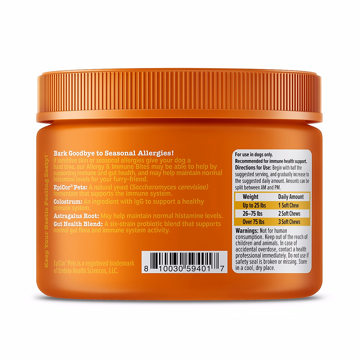 Zesty Paws Dog Allergy Relief - Dog Itching Skin Relief - Dog Probiotics for Itchy Skin and Itchy Ears - Dog Allergy Chews - Dog Itch Relief - Dog Skin Allergy Relief - Lamb - 50ct