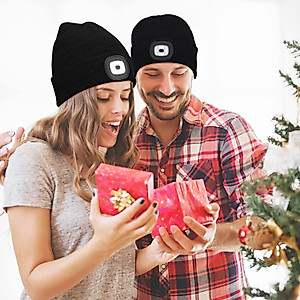 Abbicen Beanie Hat with Light Winter Knit Lighted Headlight Hats USB Rechargeable Grey