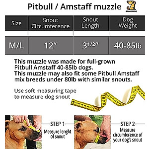BRONZEDOG Pitbull Dog Muzzle Metal Mask Amstaff Wire Basket Pit Bull Adjustable Leather Straps for Large Dogs (Steel)