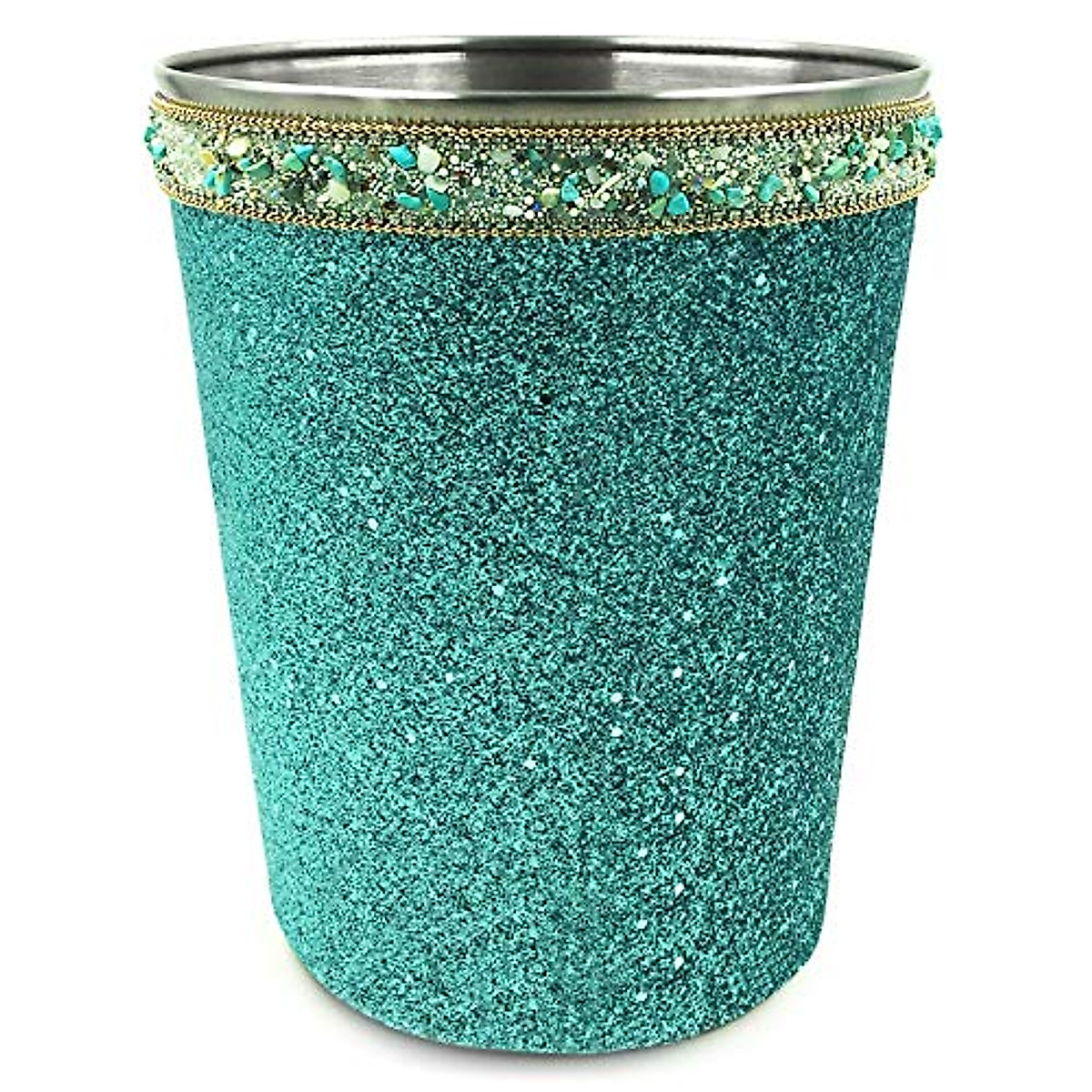 Decorative Trash can Glitter Mosaic Beach Trash can Wastebasket Garbage Can for Bathroom