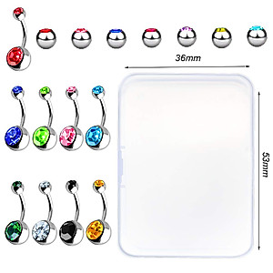 Outee 30 Pcs 14G Belly Button Rings for Women Belly Bars Stainless Steel Navel Piercing Jewelry