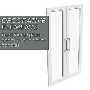 ClosetMaid Modular Storage Pair Set, 2 Glass Pane Doors, Wood Closet Organizer Shaker Style, Add On Accessory for Shelf Units, White, 34.88" H x 21.02" W x 1.81" D