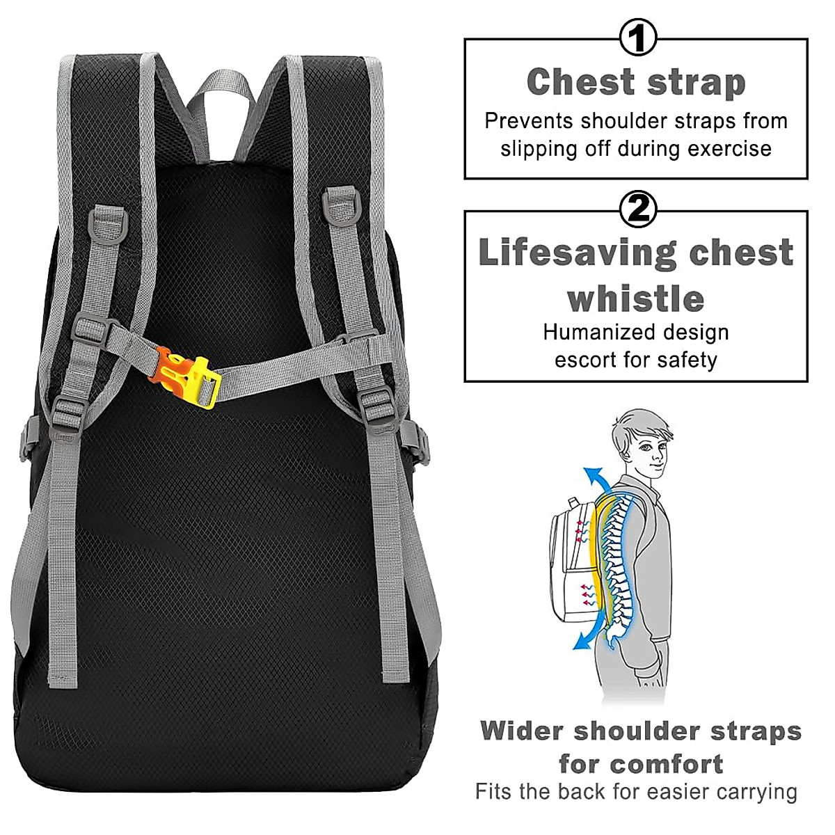 WEREWOLVES Lightweight Waterproof Foldable Small Backpack - Water Resistant Hiking Daypack for Outdoor Camping Travel (20L, Navyblue)