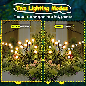 48 LED 4 Packs Solar Garden Lights, Firefly Lights Solar Outdoor Waterproof, Swaying Outdoor Lights with 2 Modes, High Flexibility Iron, Solar Powered Yard Patio Walkway Pathway Decoration, Warm White