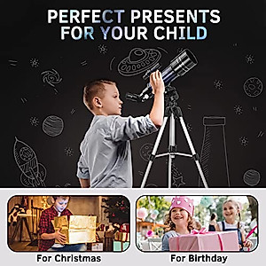 Telescopes for Adults Astronomy,70mm HD Aperture 400mm AZ Mount Telescopes for Astronomy Beginners & Kid with Carry Bag Tripod Phone Adapter, Portable Telescope to Observe Moon Star Stargazing Travel