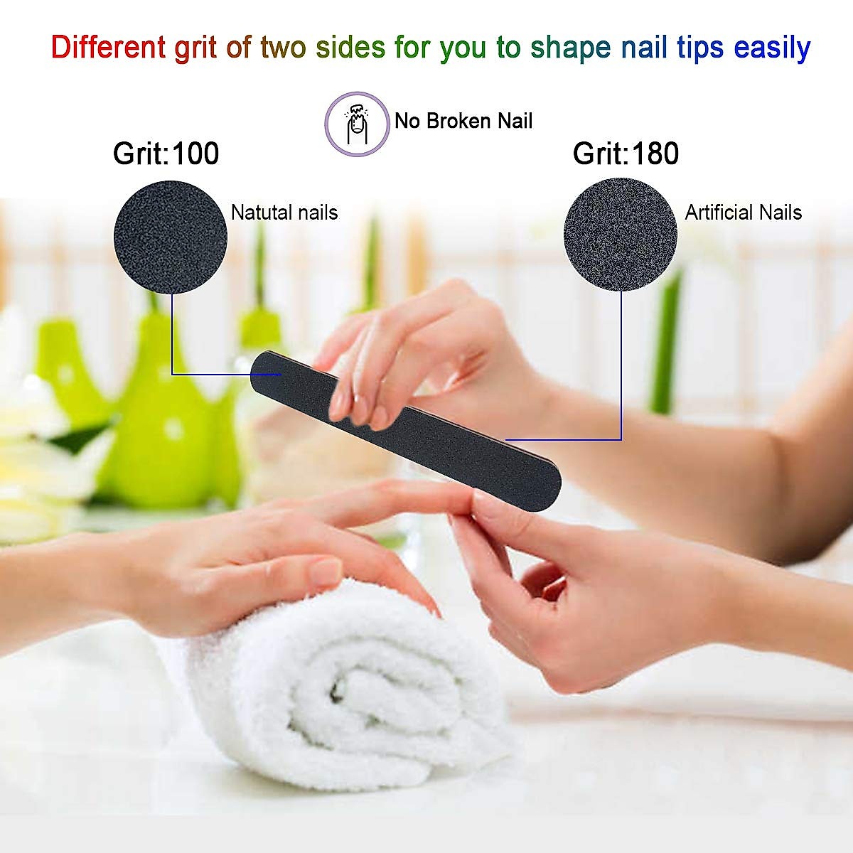 Nail File and Buffer, Professional Manicure Tools Kit 6pcs Rectangular Art Care Buffer Block 6pcs 100/180 Grit Double-sided Nail Files 6 pcs Purple 180/240 Emery Board & Buffers Brushes, 14Pcs/Pack