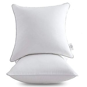 Oubonun 18"x18" Pillow Inserts (Set of 2) - Throw Pillow Inserts with 100% Cotton Cover - 18 Inch Square Interior Sofa Pillow Inserts - Decorative Pillow Insert Pair - White Couch Pillow