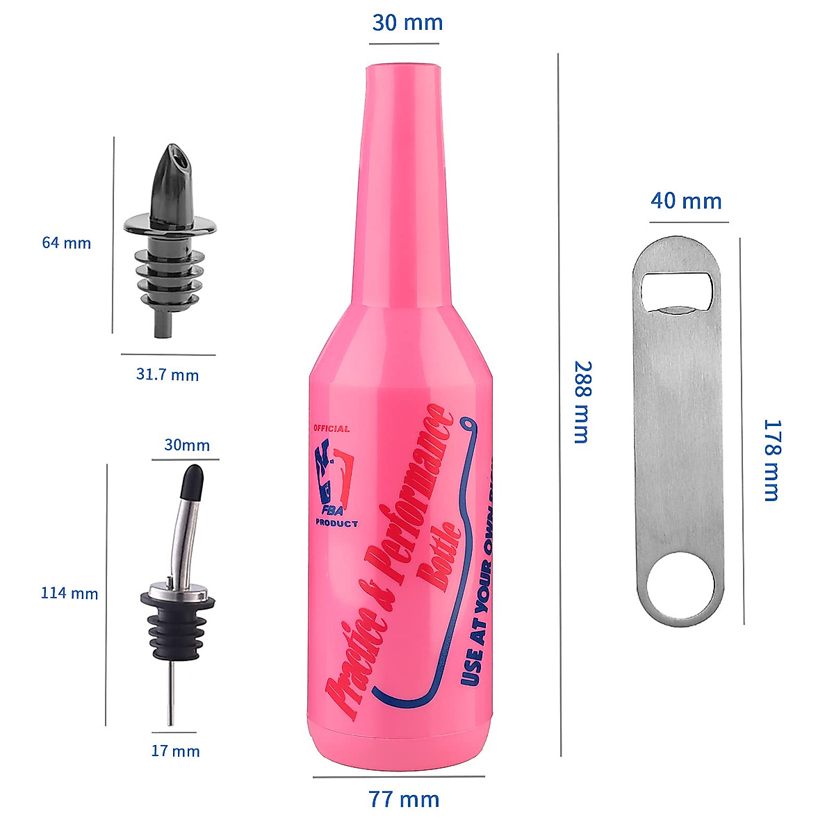 SuproBarware Flair Bottle Decorative Bottles - 25oz/750ml Set of 10 Flair Bartender Practice & Performance Bottle Pink