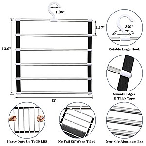 2 Pack Pants-Hangers-Space-Saving,Al Alloy-Closet-Organizers-and-Storage,Folding Non-Slip-Closet-Organizer-Clothes-Organization-and-Storage Jeans Trousers Scarf Hangers,College-Dorm-Room-Essentials