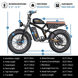 Freego Electric Bike for Adults, Dual Motor & Dual Battery, 2000W/48V/40Ah, 20"x4.0" Fat Tires Off Road Electric Bicycle with Removable Battery, 34MPH & 68 Miles Long Range E Bike UL Certified