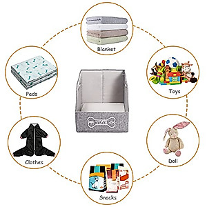 Geyecete Big Dog Toys Storage Bins Canvas Foldable Fabric Trapezoid with metal handles pet Baskets,Storage Bin Large toy box Organizer-Gray