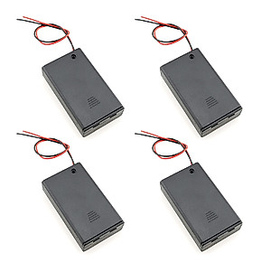 E-outstanding AAA Battery Case 4PCS 3 x 1.5V AAA Battery Case Holder,3 Slots x 1.5V AAA Battery Spring Clip Storage Box with ON/Off Switch and Wire Leads