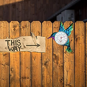 FESTYLES Outdoor Thermometer for Patio Room Humidity Thermometer 11Inch Indoor Large Numbers Waterproof Hummingbird Not Require Battery