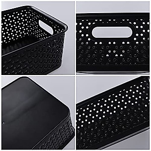 Kekow 6-Pack Black Plastic Storage Basket, 9.92" L x 7.56" W x 4" H