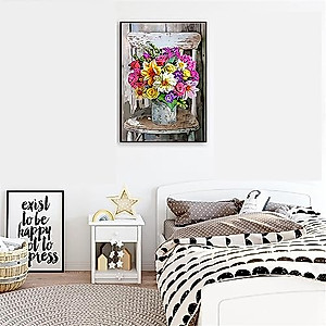 tigdtiu Flower Paint by Number for Adults, Flower Easy Paint by Numbers,DIY Acrylic Painting Paint by Numbers Kits for Kids,Home Wall Decor 12x16inch