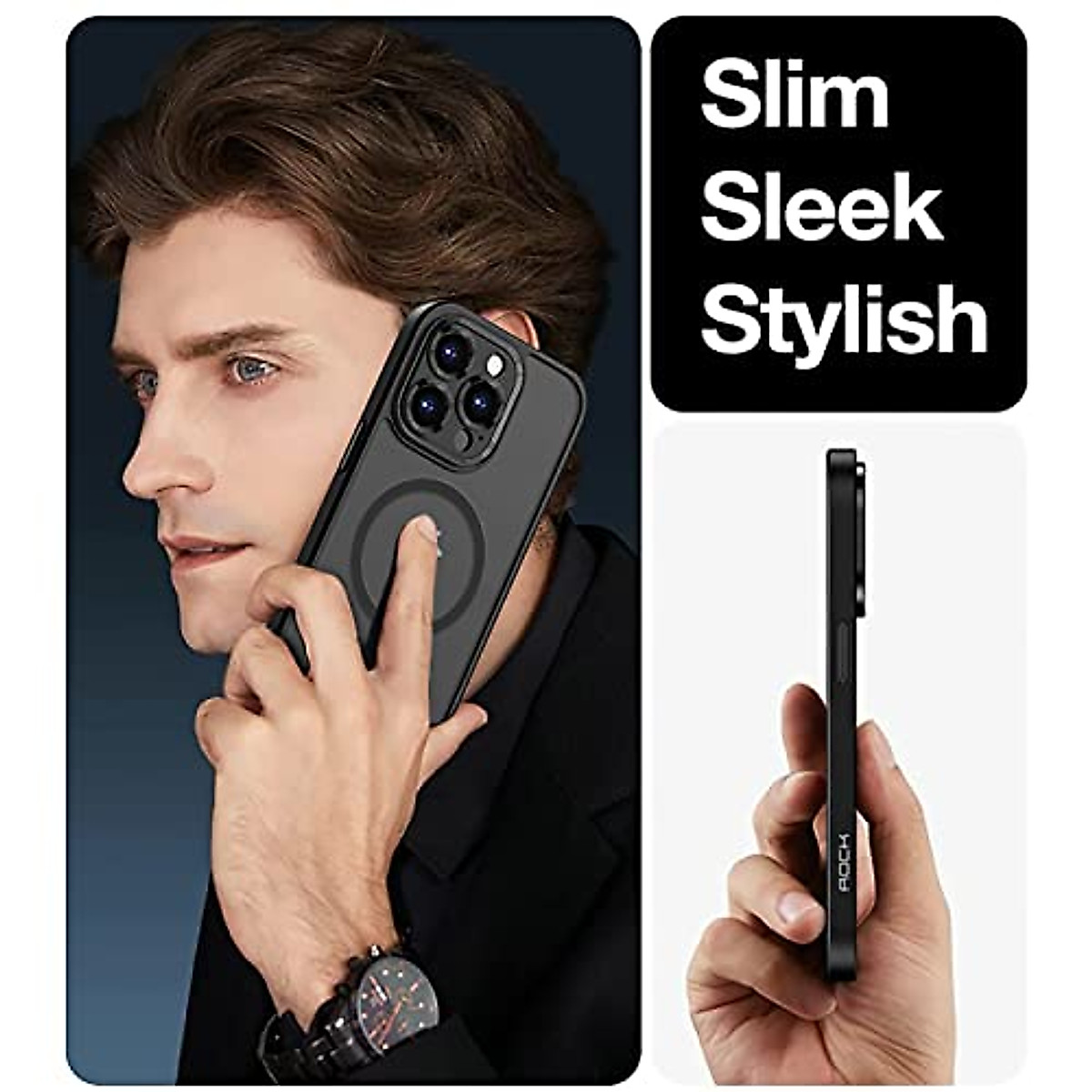 [7 in 1] Magnetic Case for iPhone 14 Pro (6.1-inch) Case [MIL-Grade Drop Tested & Compatible with MagSafe] Translucent Matte Back with Aluminum Alloy Keys, Anti-Fingerprint Anti-Scratch 6.1 Inch