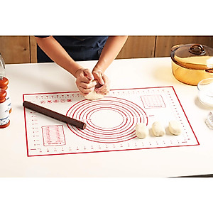 BESORICH Silicone Baking Mat 100% Non-Slip with Measurement Counter Mats, Dough Rolling Mat, Pie Crust Mat 16 x 24 Inches - Red