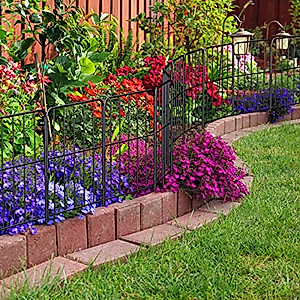 OUSHENG Decorative Garden Fence 10 Pack, Total 10ft (L) x 24in (H) No Dig Rustproof Metal Wire Fencing Border Animal Barrier, Flower Edging for Landscape Patio Yard Outdoor Decor, Square