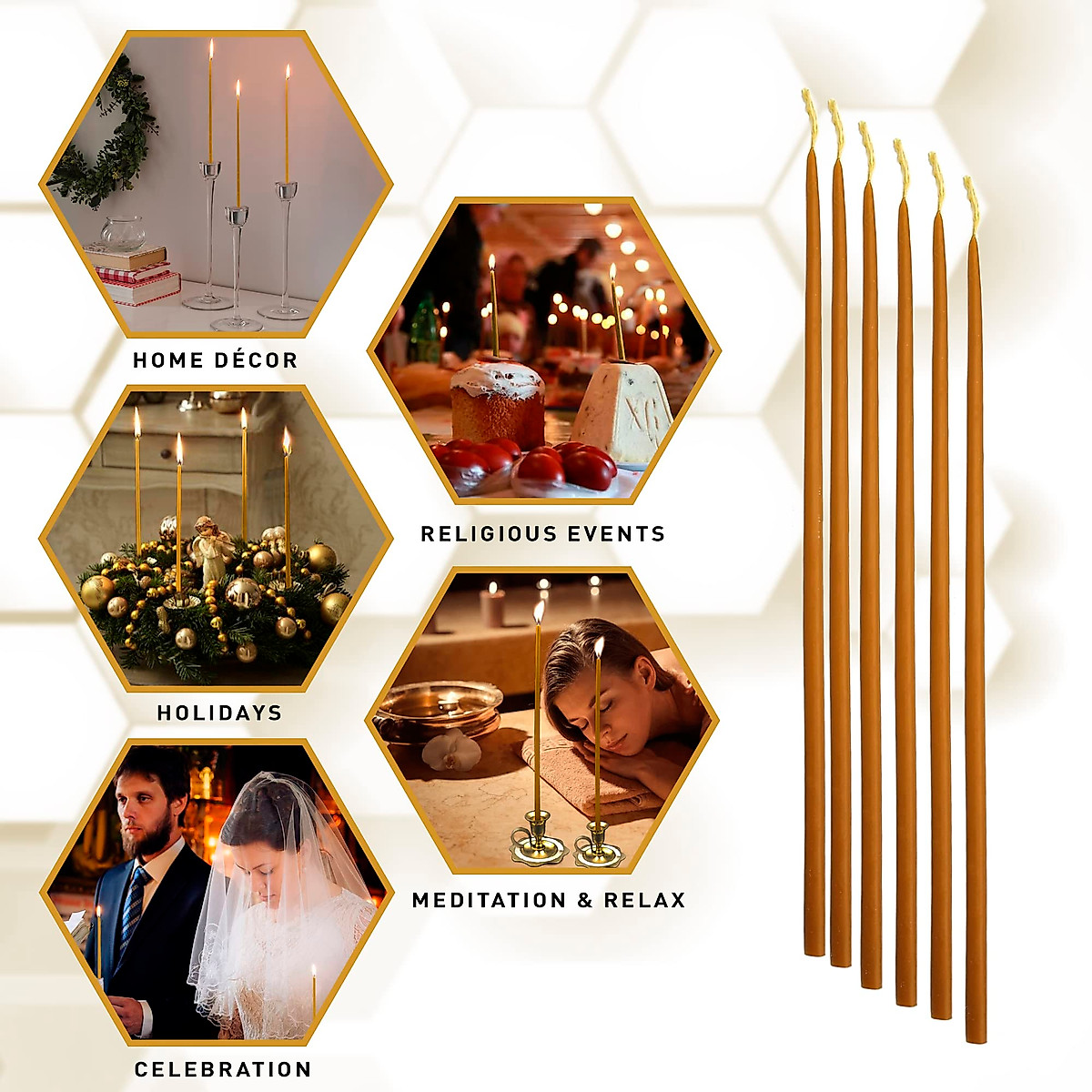 33 Beeswax Taper Candles 11" Tall Blessed Church Jerusalem Holy Land Candles