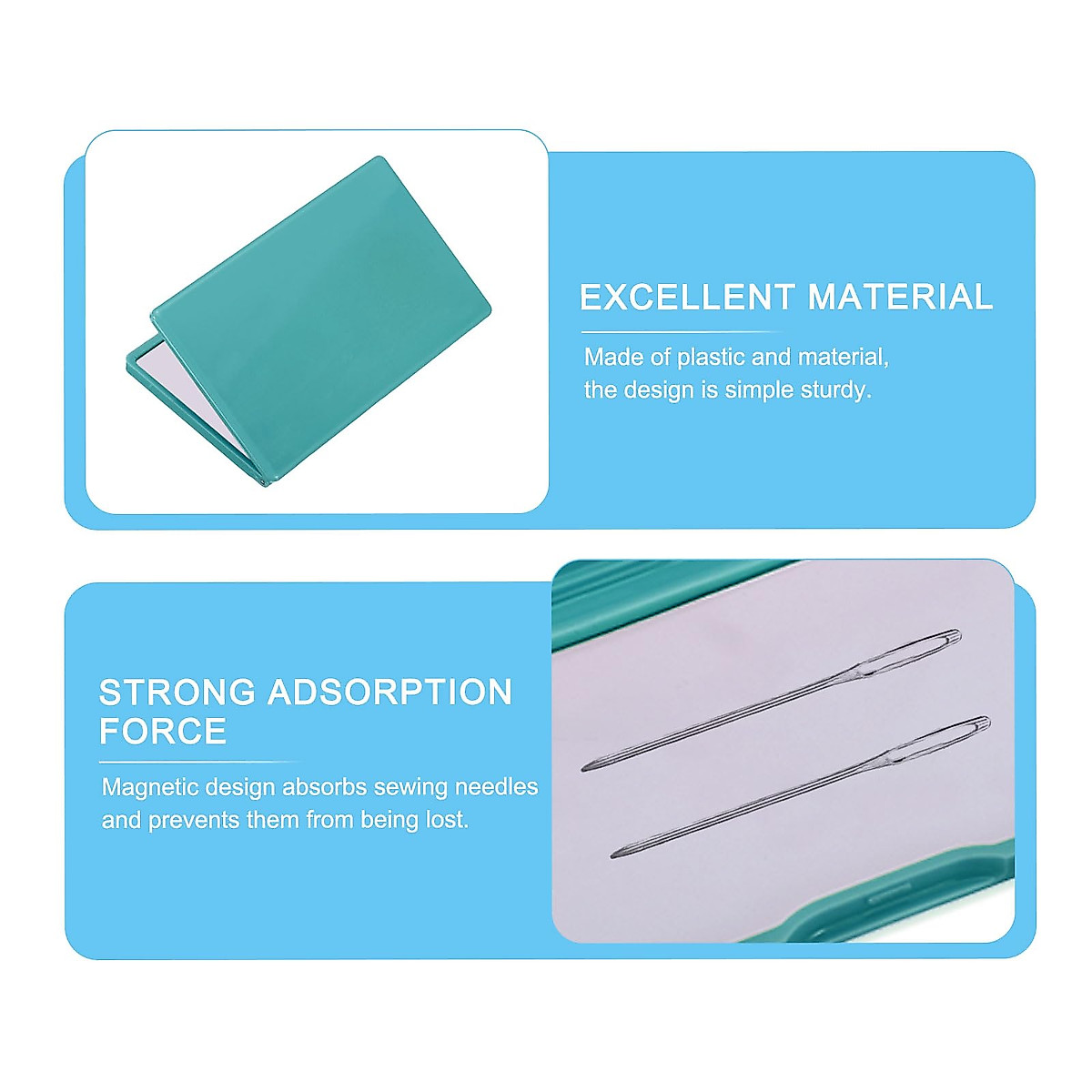 PATIKIL Magnetic Needle Storage Case, Plastic Portable Sewing Pin Keeper Needle Organizer Box Container for Embroidery Knitting Stitching, Dark Green