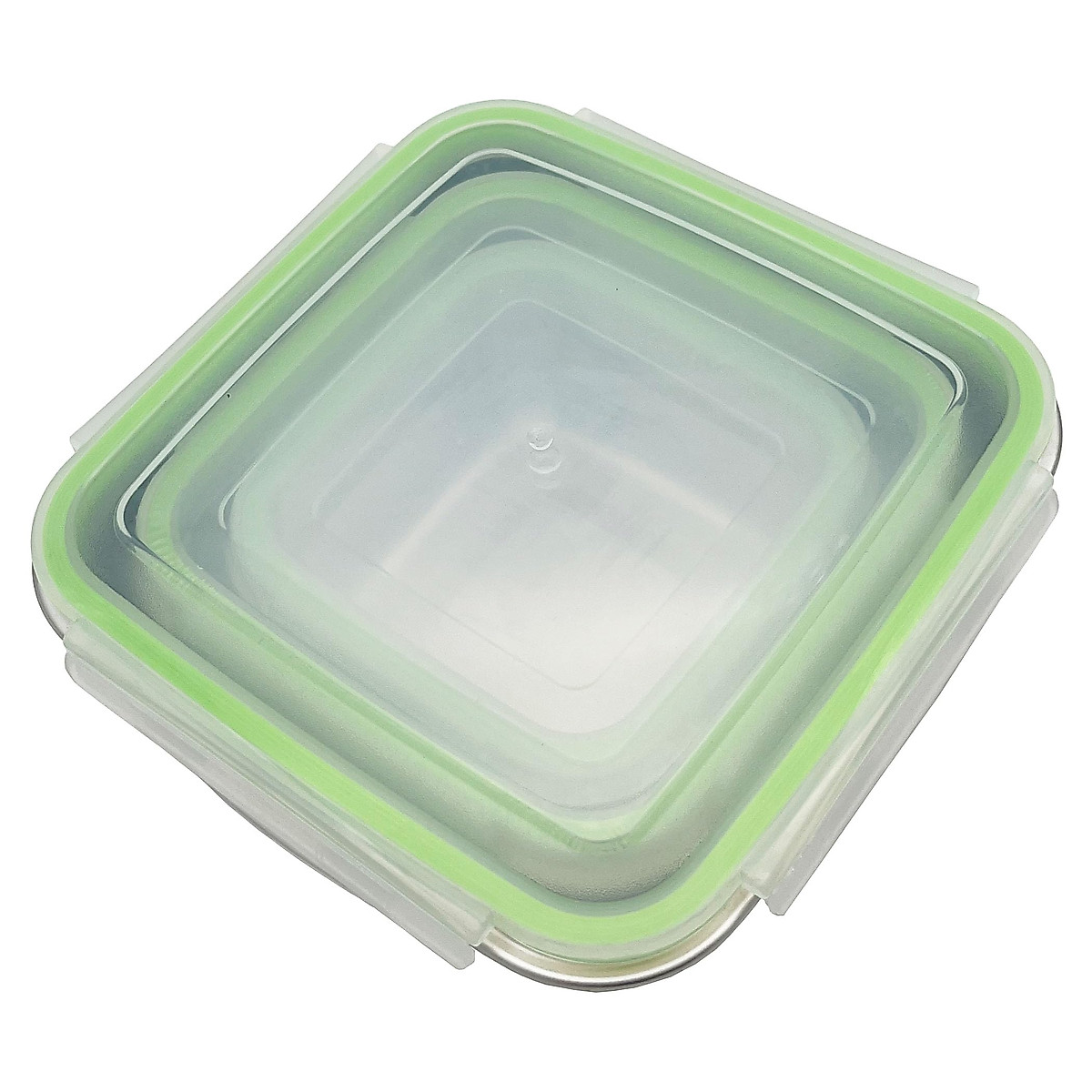 HTIAM Stainless Steel Food Containers, 3-Piece Set with Lids, Reusable for Breakfast, Lunch, Dinner, Snacks Bento Box Square Lunch Box 400/750/1200ml