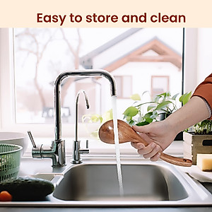 EORTA Set of 2 Wooden Soup Spoons Deep Ladle Natural Wood Sauces/Porridge Soup Flatware with Long Straight Handle Kitchen Serving Tools for Dinner Cooking Catering Gift, Large, Small