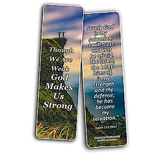 NewEights God is My Strength Bible Bookmarks (30-Pack) - Stocking Stuffers Encouragement Tool - Bible Study Church Supplies Teacher Incentive Gifts